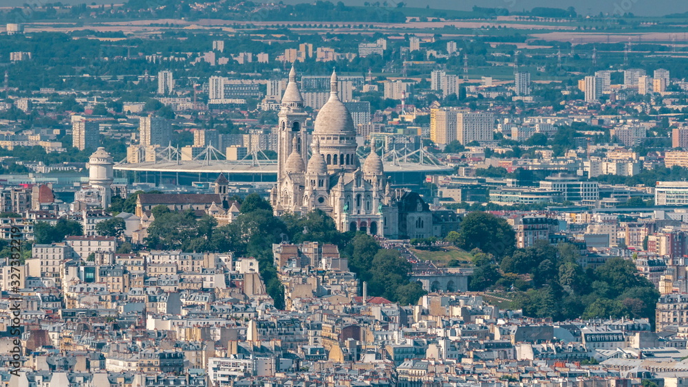 Top view of Paris skyline from observation deck of Montparnasse tower ...