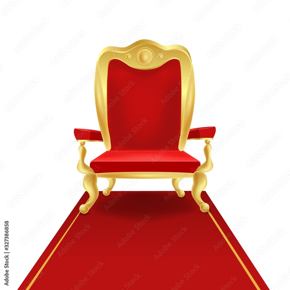 Luxury golden king throne chair with red royal carpet vector graphic ...
