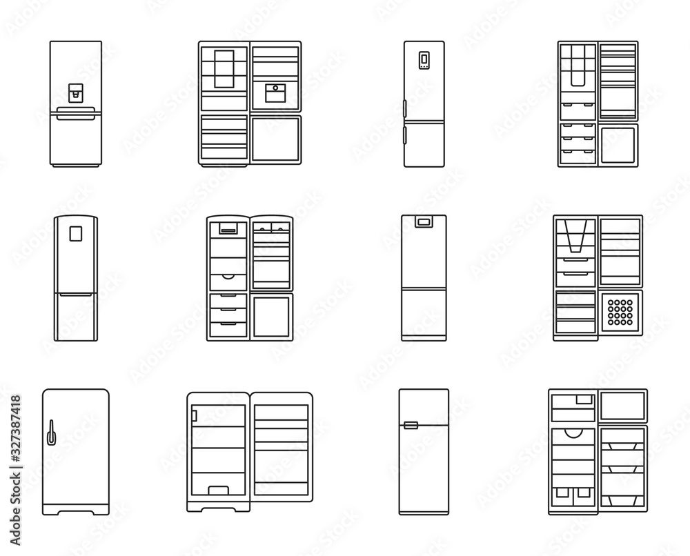 Fridge vector outline illustration.Kitchen refrigerator vector icon ...