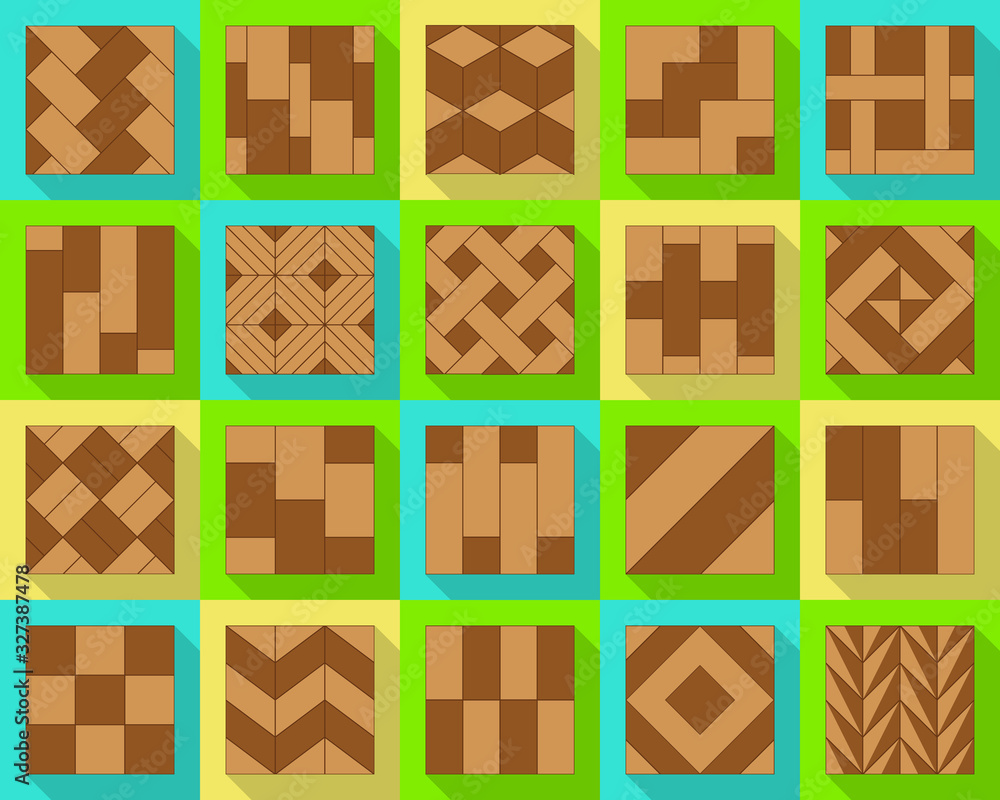 Parquet floor flat vector illustration on white background .Wood floor ...