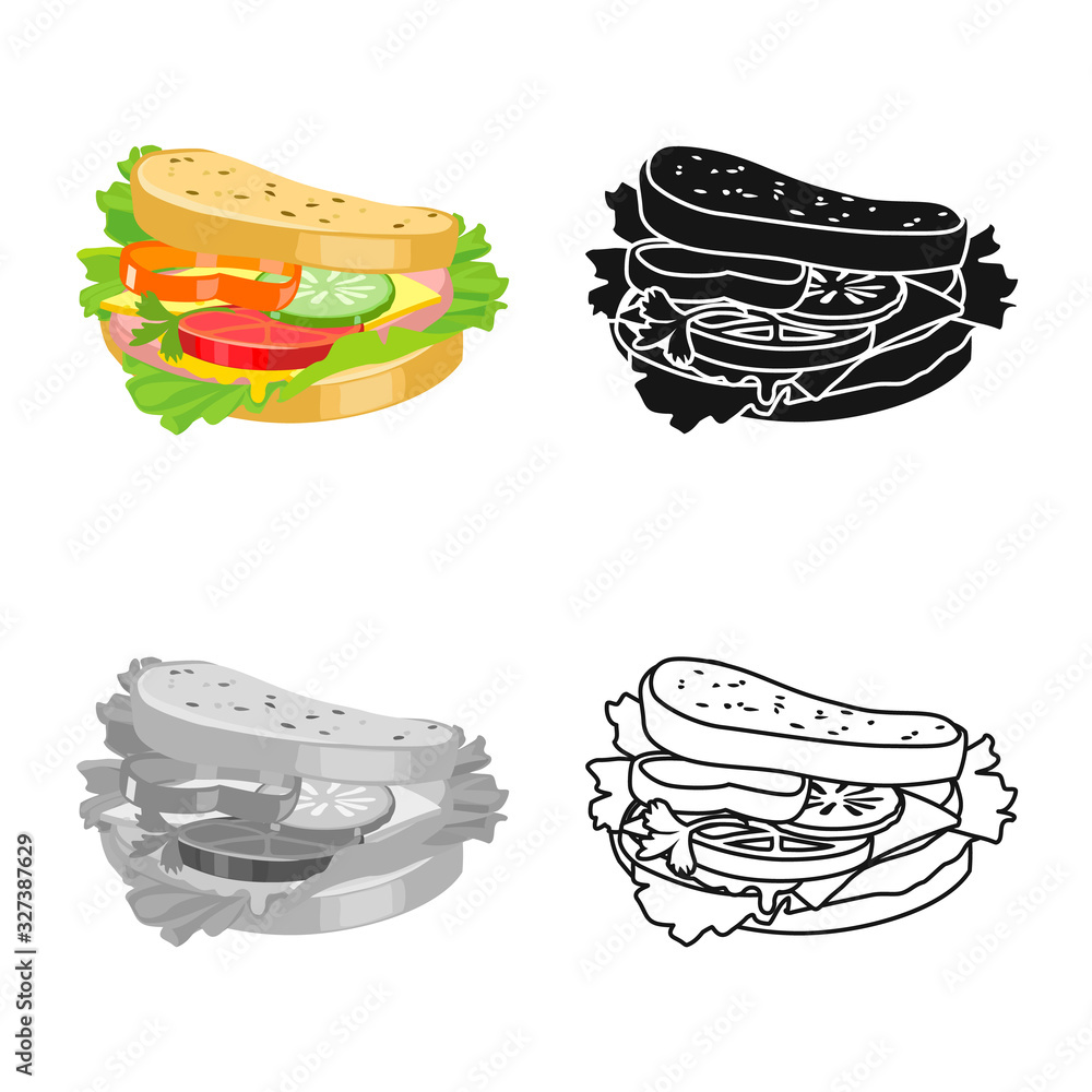 Vector illustration of burger and food logo. Graphic of burger and ...
