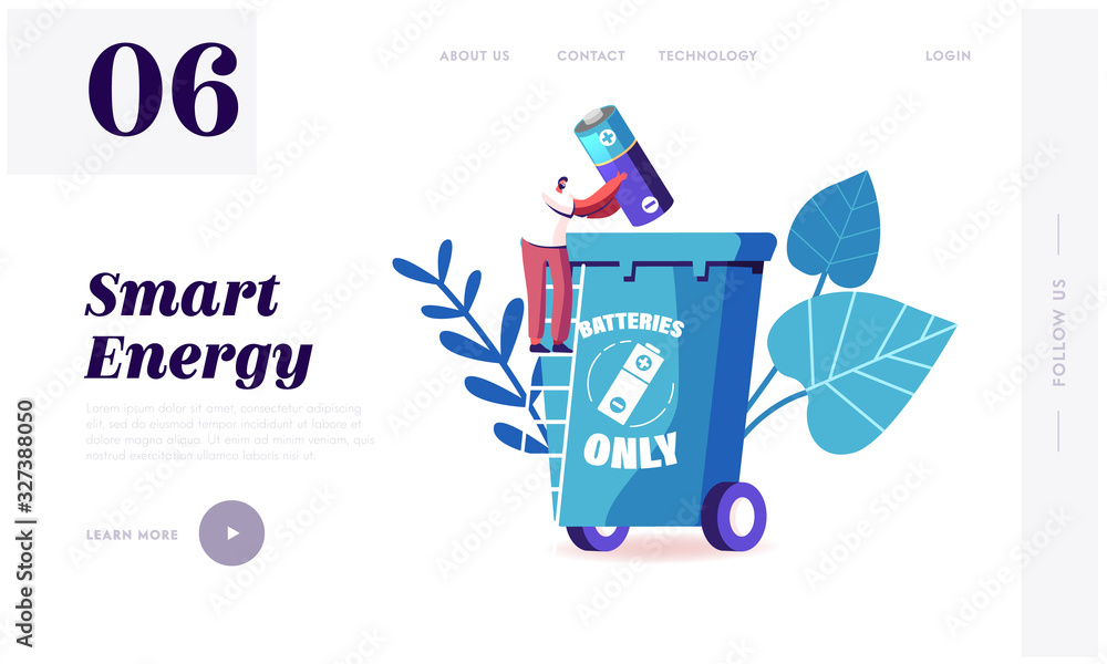 Waste Electrical and Electronic Equipment Website Landing Page. Man ...