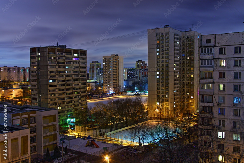 Beautiful multi-storey residential houses and yard stadium in the ...