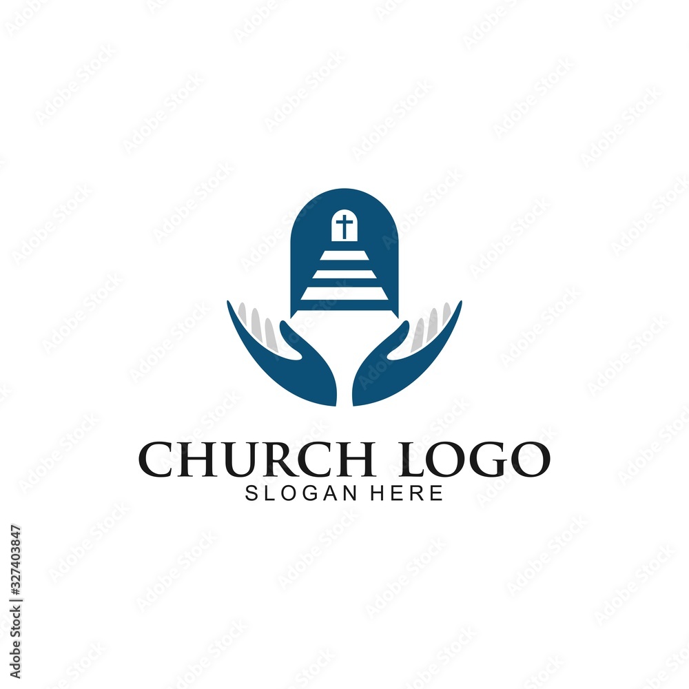 Church Logo template, Christian symbols. The Cross of Jesus,with hand ...