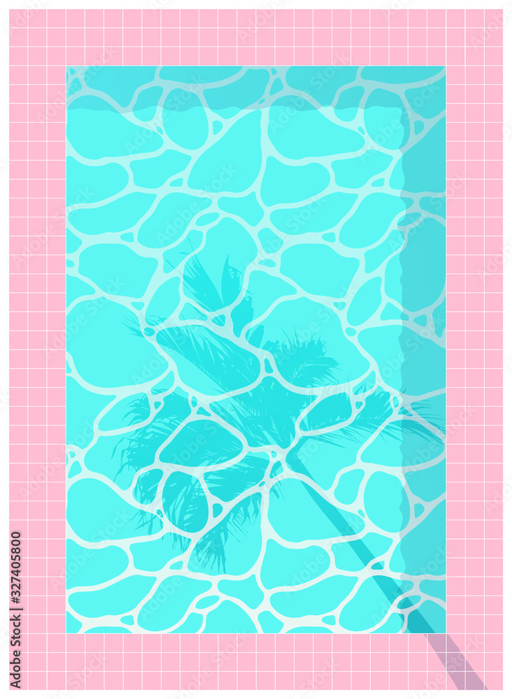 palm shade and pastel pink swimming pool background Stock Vector ...