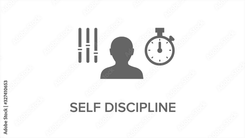 self discipline animation man and timer and setting icon 4k aniamtion ...