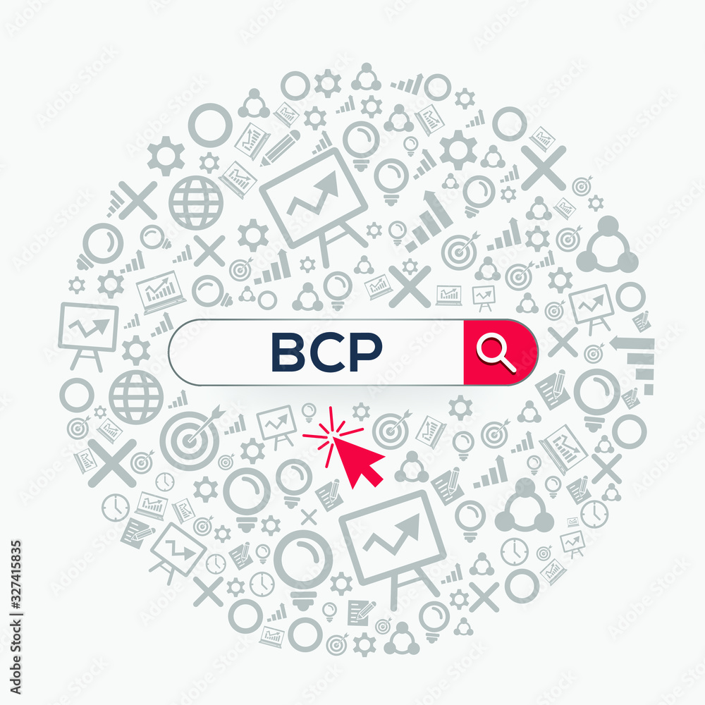BCP mean (Business continuity plan) Word written in search bar ,Vector ...