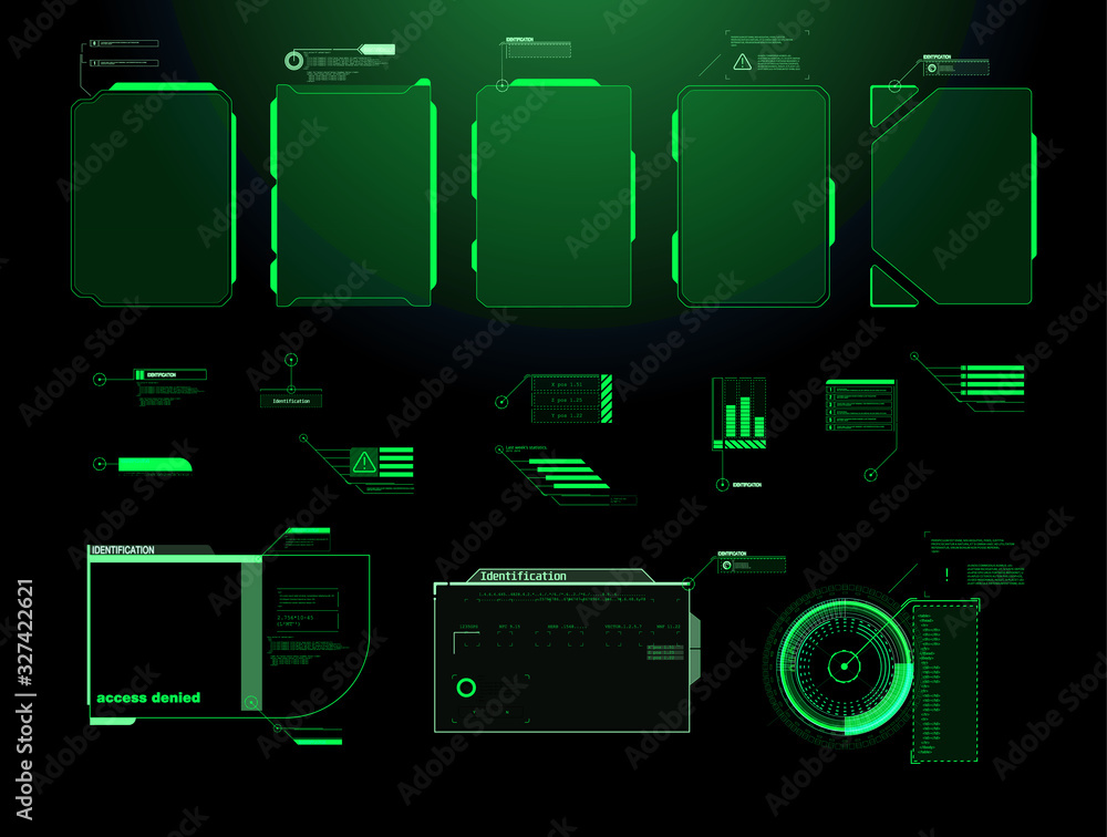 Futuristic Vector HUD Interface Screen Design. Digital callouts titles ...