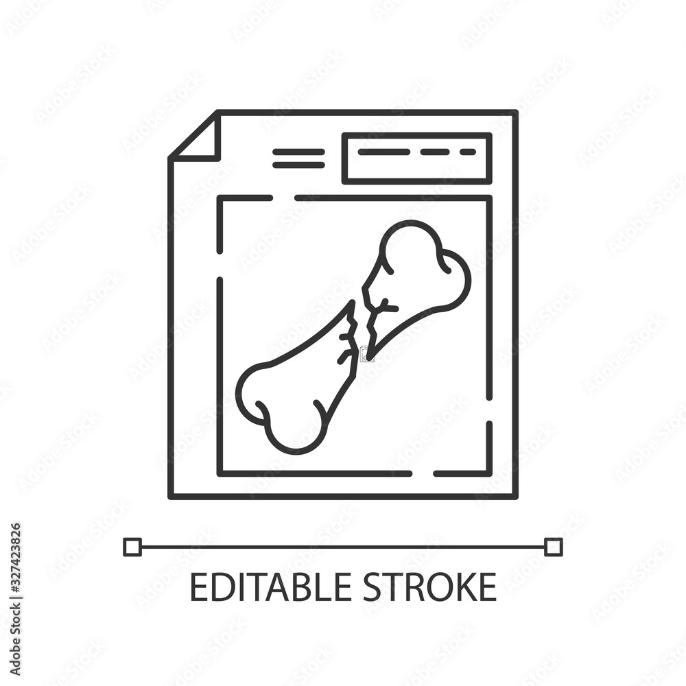 Rib fracture pixel perfect linear icon. Chest injury. Broken bones ...