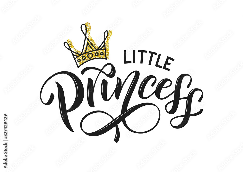 Little princess vector isolated on white with golden crown. Little ...