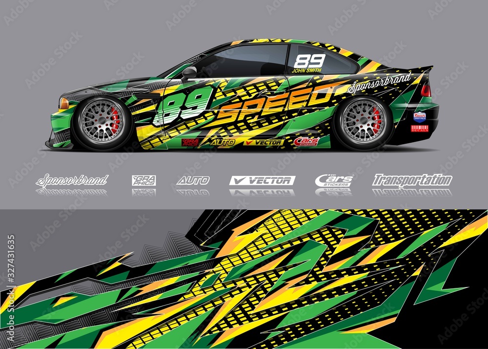 Racing car wrap design vector. Graphic abstract stripe racing ...
