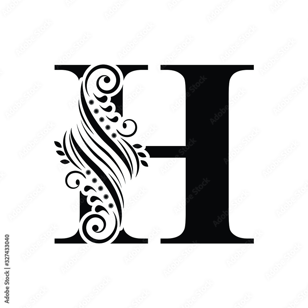 letter H. Black letters. flower beautiful capital alphabet Stock Vector ...