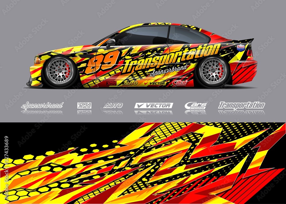 Racing car wrap design vector. Graphic abstract stripe racing ...