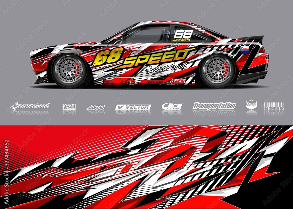 Racing car wrap design vector. Graphic abstract stripe racing ...
