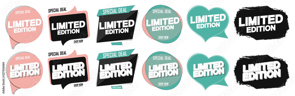 Set Limited Edition tags design template, promo banners, vector ...