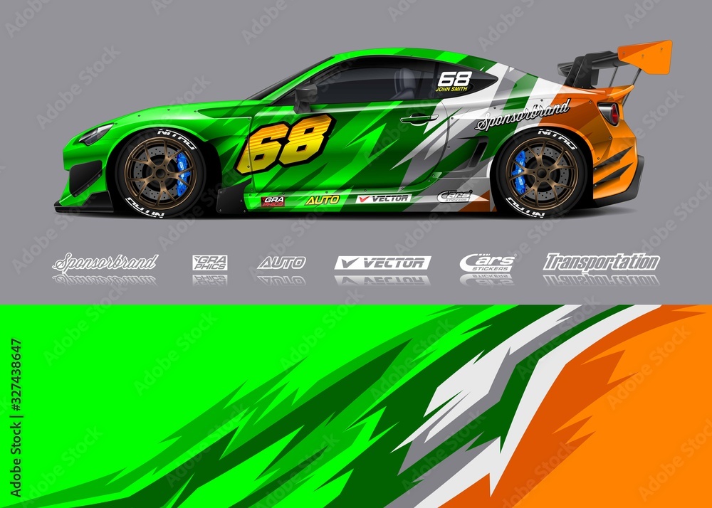 Racing car wrap design vector. Graphic abstract stripe racing ...