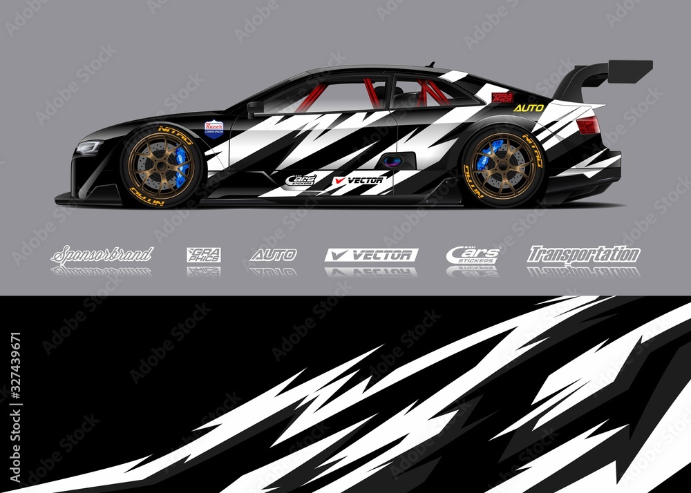 Racing car wrap design vector. Graphic abstract stripe racing ...