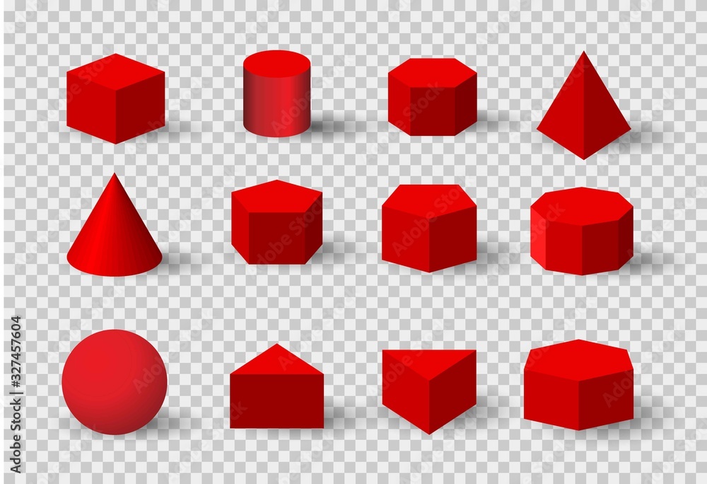 Realistic Detailed 3d Color Basic Shapes Set Isolated on White ... Realistic Detailed 3d Color Basic Shapes Set Isolated on White ...