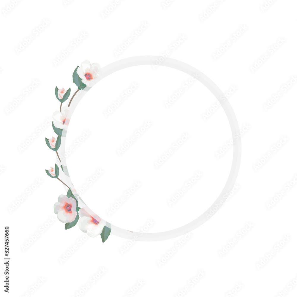 White circle vintage frames with frangipani flowers blossom. Vector ...