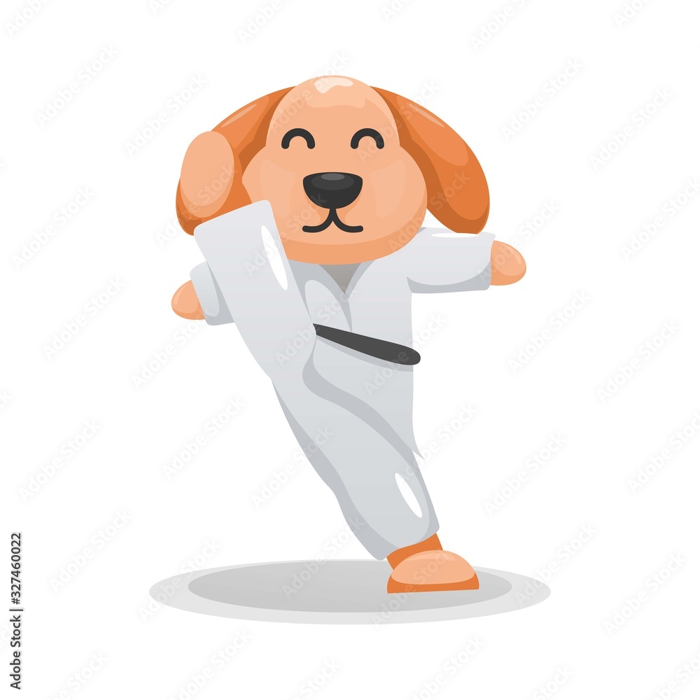 cute dog play karate cartoon vector Stock Vector | Adobe Stock