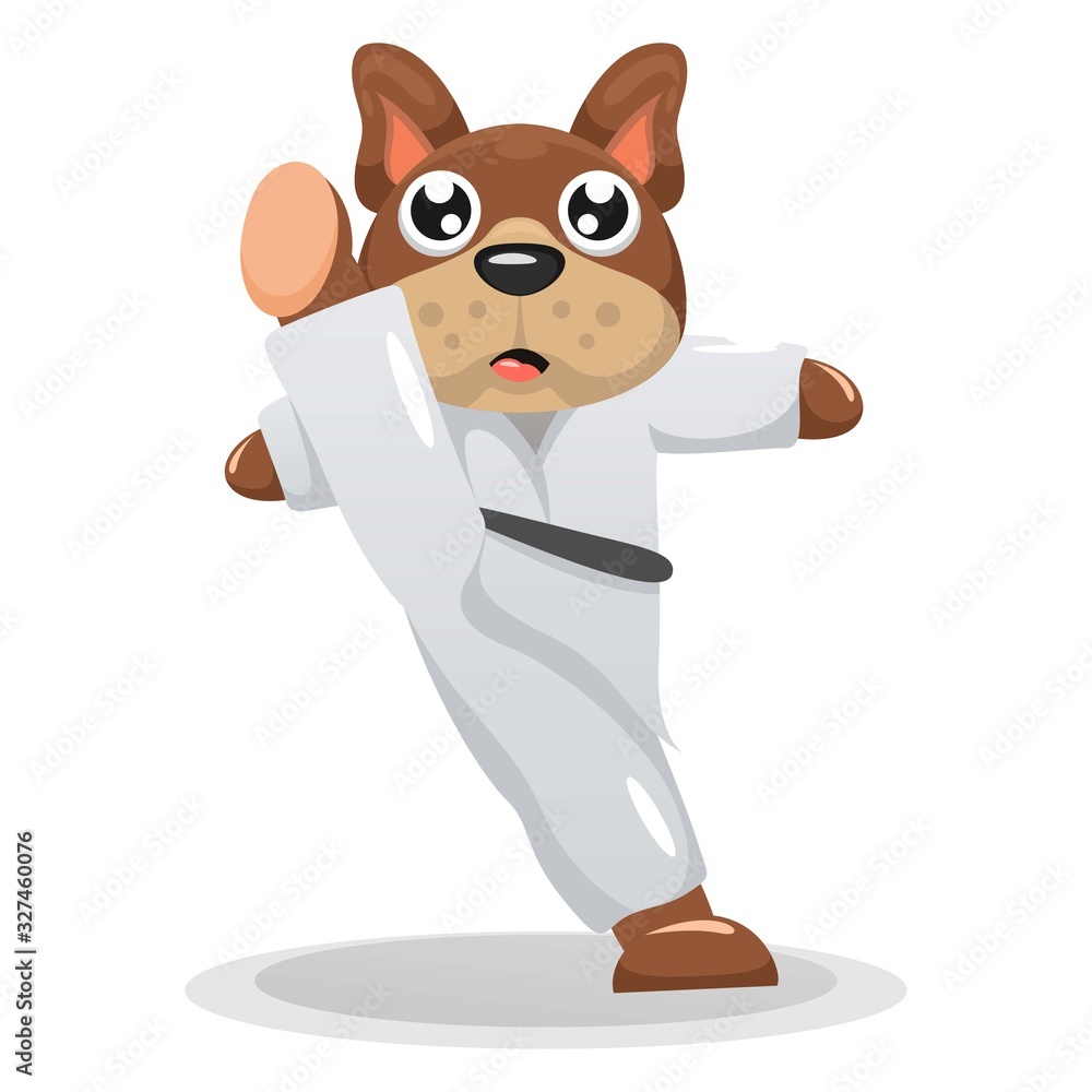 adorable dog play karate cartoon vector Stock Vector | Adobe Stock