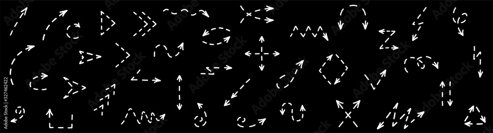 arrow dashed vector .arrow dashed doodle curve vector.arrow dashed hand ...
