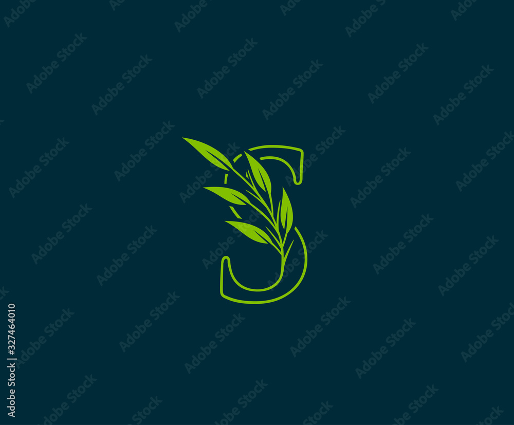 Initial S letter with green leaves logo Icon. Stock Vector | Adobe Stock
