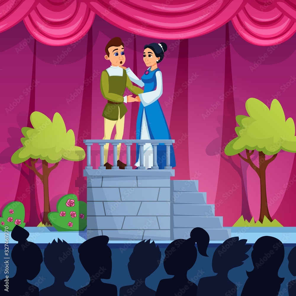 Informational Flyer Invitation to Theater Flat. Banner Actors Memorize ...