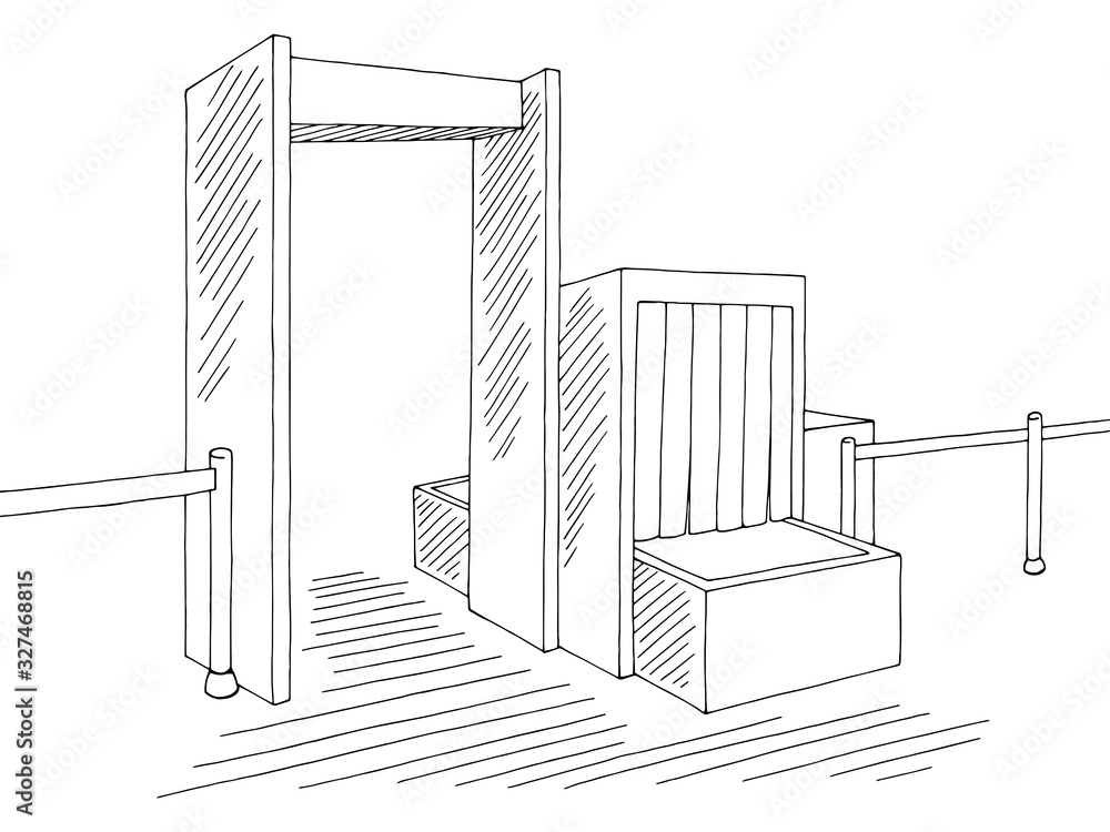 Border check point graphic black white sketch illustration vector Stock ...
