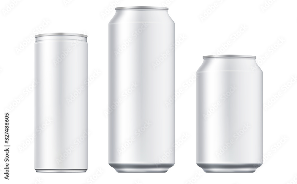 Vector aluminium beer and slim soda can mock up blank template. Juice ...