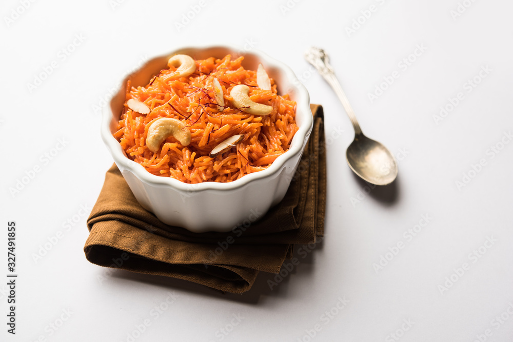 Vermicelli / Semiya Kesari is a popular indian sweet served in a bowl ...