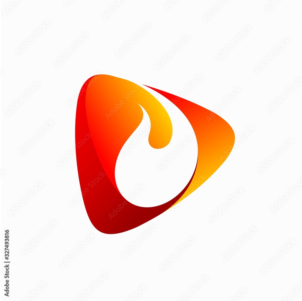 Fire logo that formed play button Stock Vector | Adobe Stock