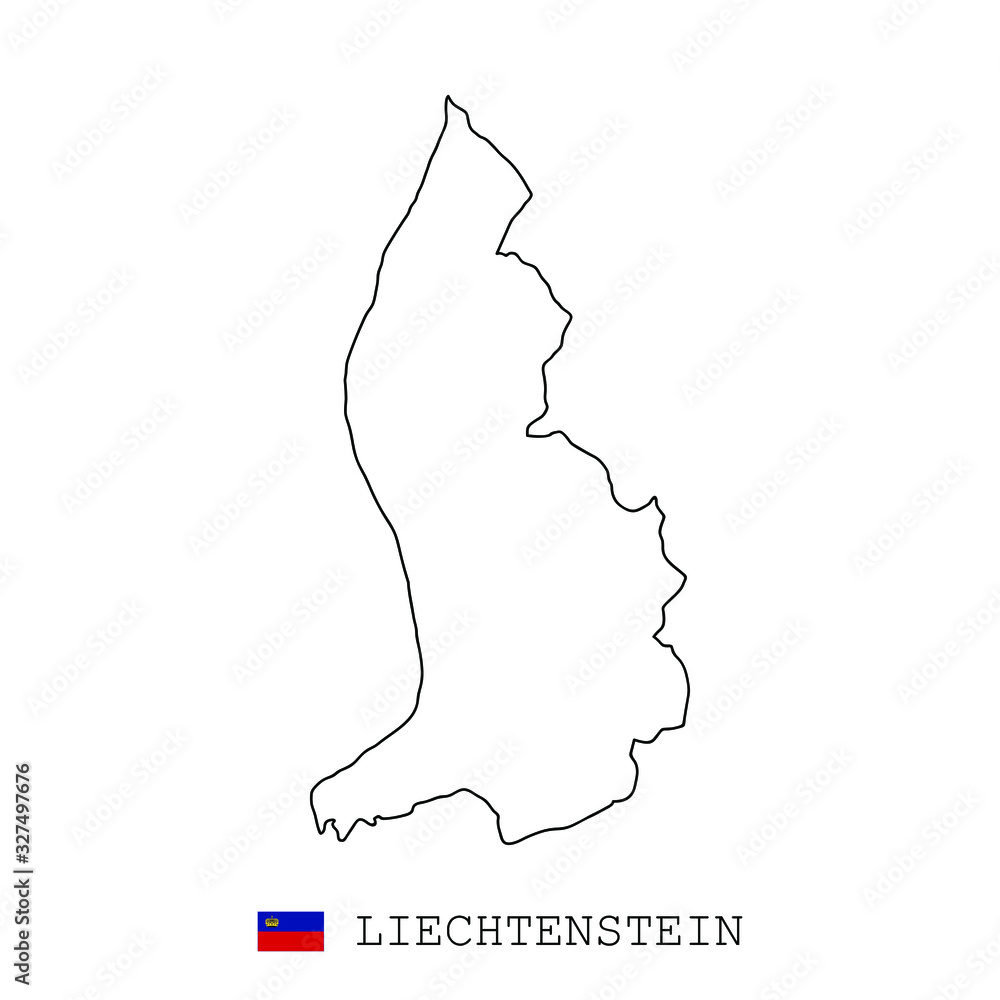 Liechtenstein map line, linear thin vector. Liechtenstein simple map ...