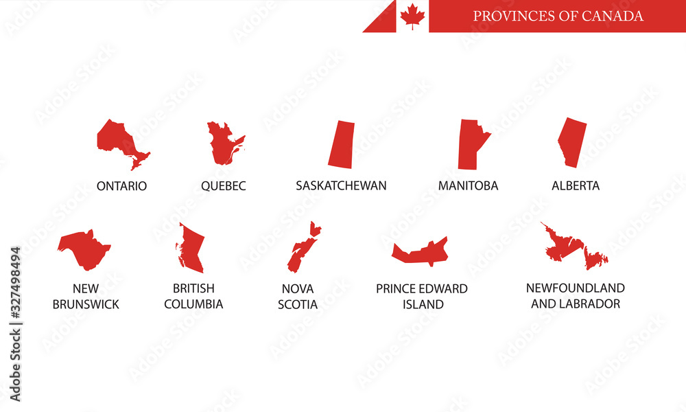 Canada provinces and territories map outline shape Stock Vector | Adobe ...