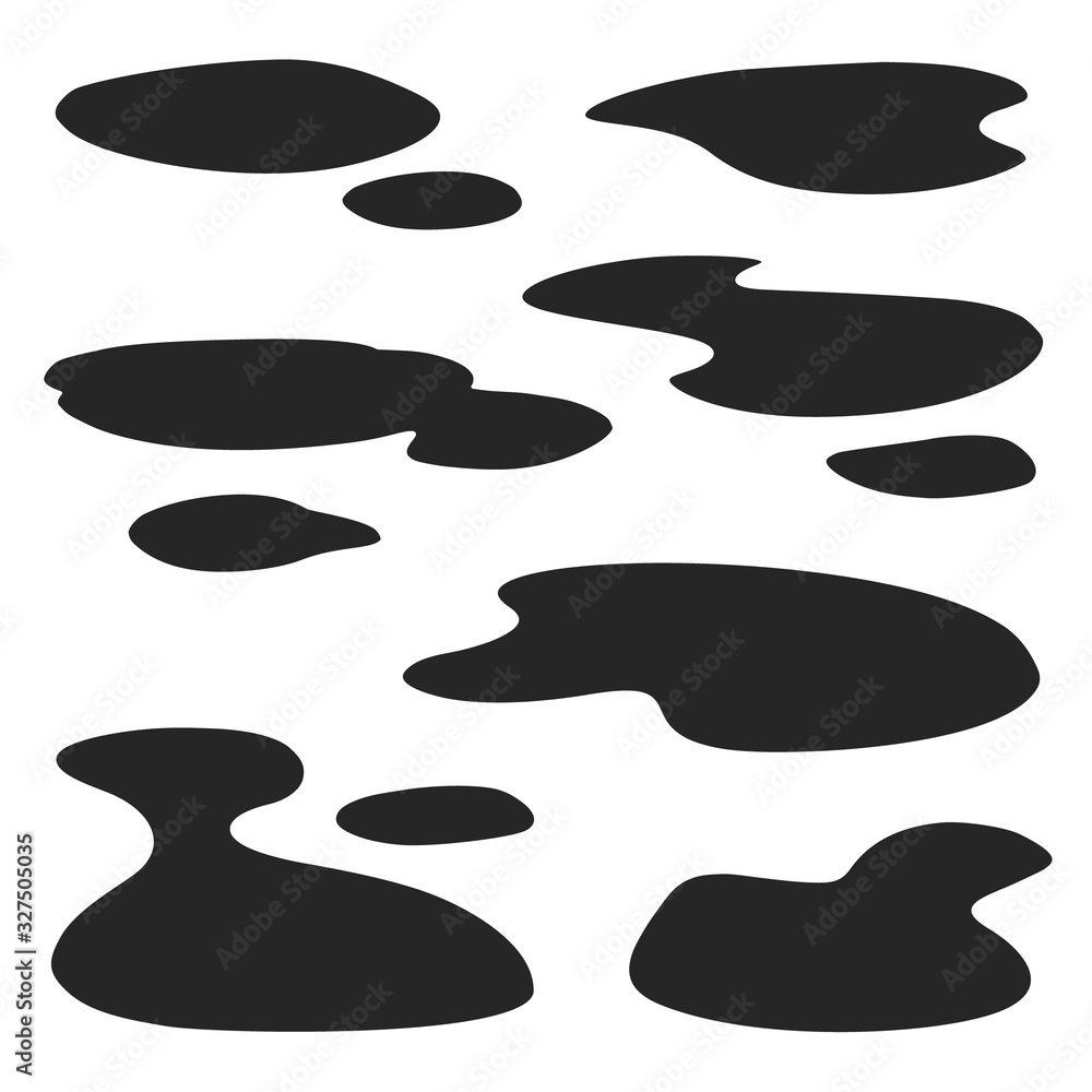 Water of puddle vector Black set icon. Isolated vector illustration ...