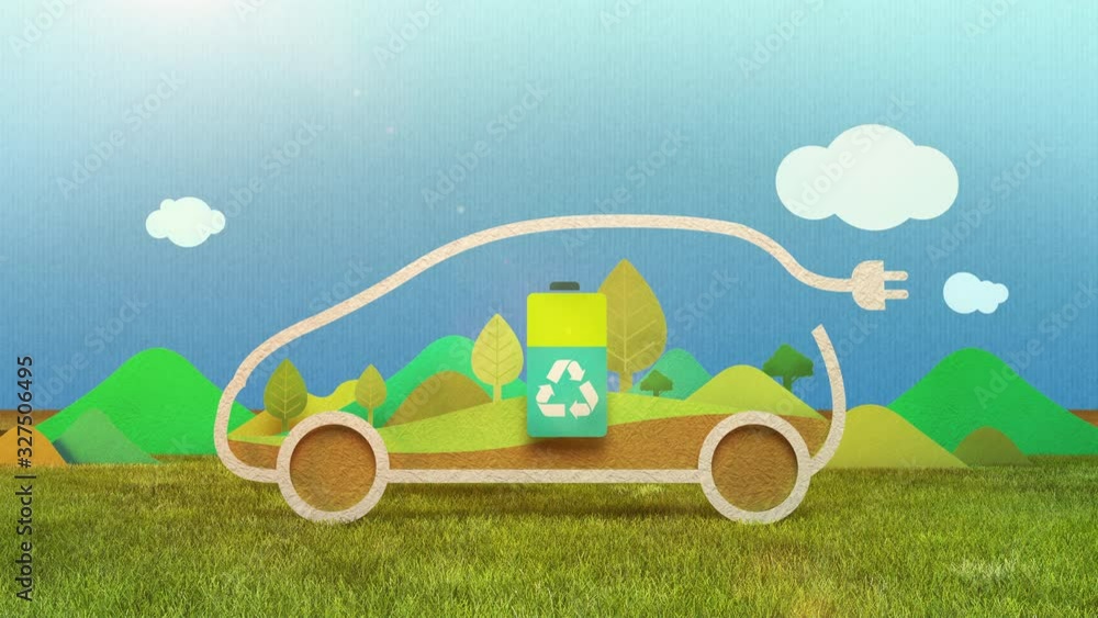 Electric vehicle with clean nature with future transportation. 4k ...