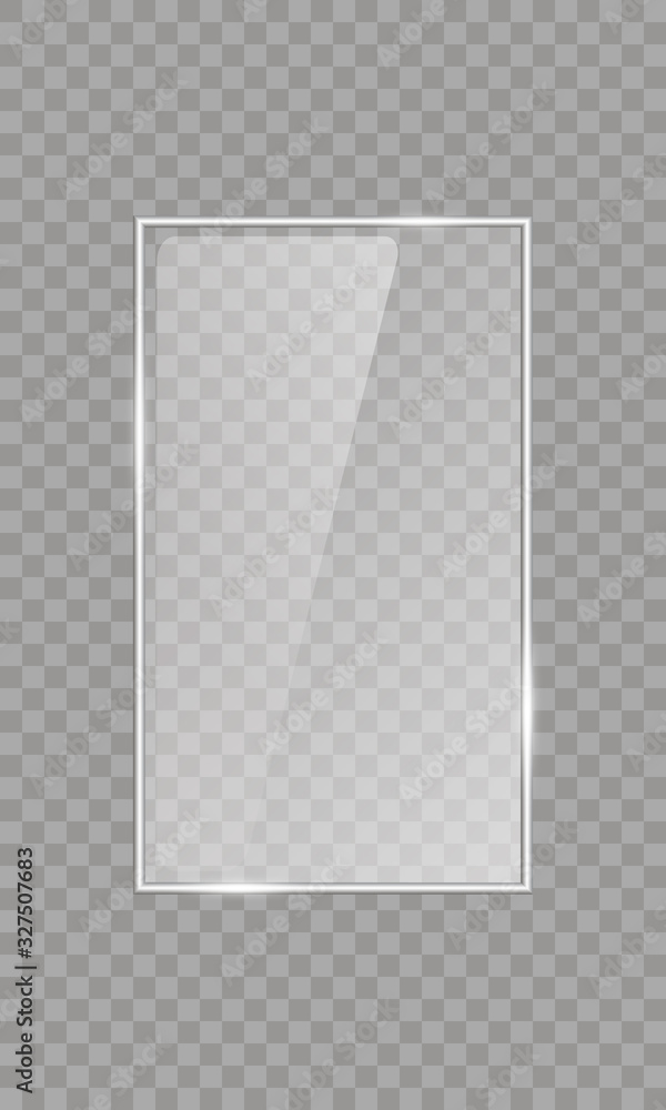 Vector glass rectangle on a transparent background. Transparent mirror ...