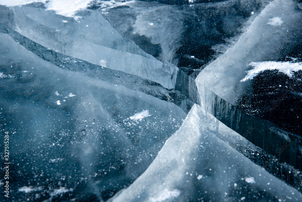 Methane Bubbles in the Baikal Ice.ice and cracks on the surface of Lake ...