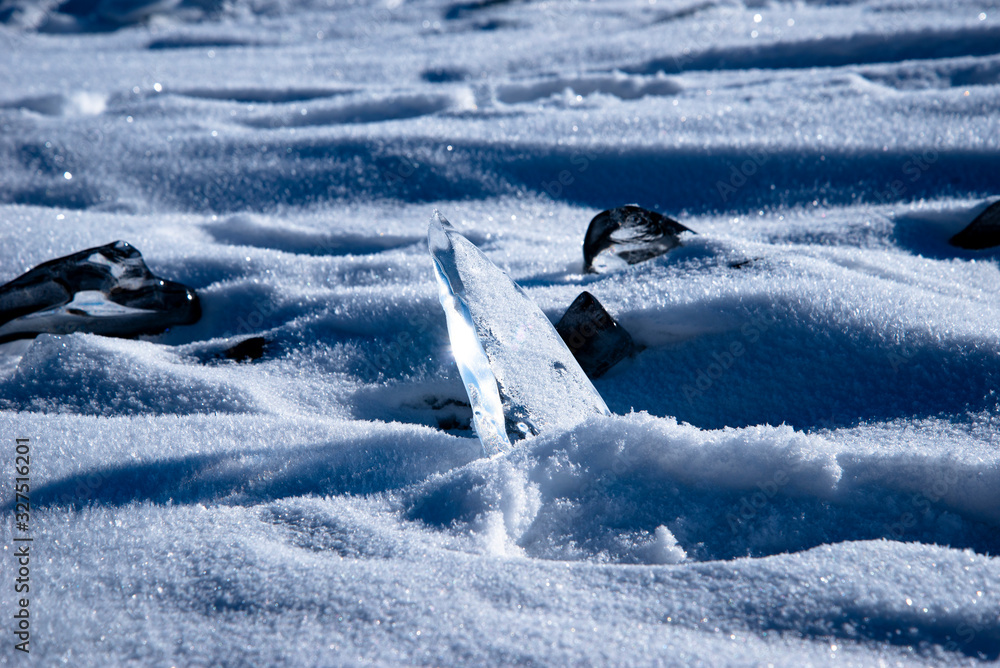 Methane Bubbles in the Baikal Ice.ice and cracks on the surface of Lake ...