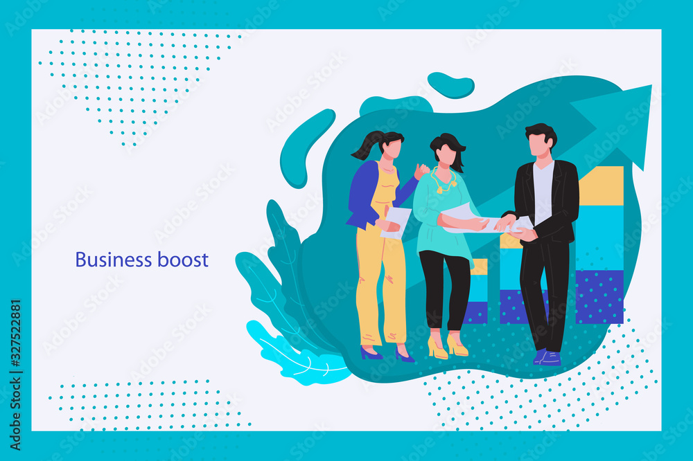 Business boost, company management and analytics banner template with ...