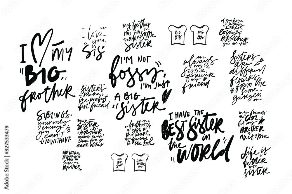 Quotes about brother and sister. Hand lettering illustration for your ...