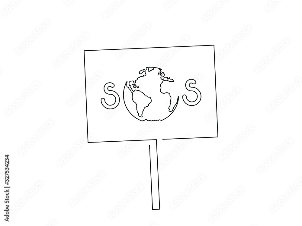 Activist banner isolated line drawing, vector illustration design ...