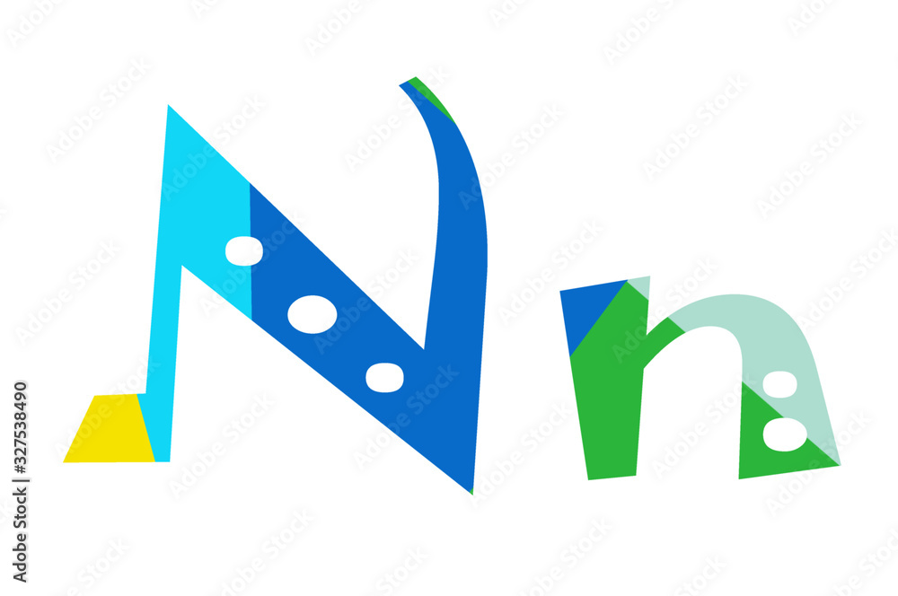 Schriftzeichen, lustige bunte Buchstaben, N groß und klein geschrieben ...