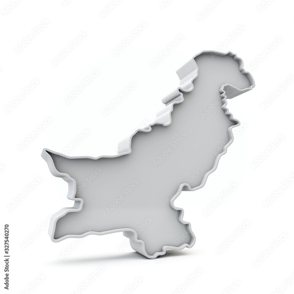 Pakistan simple 3D map in white grey. 3D Rendering Stock Illustration ...