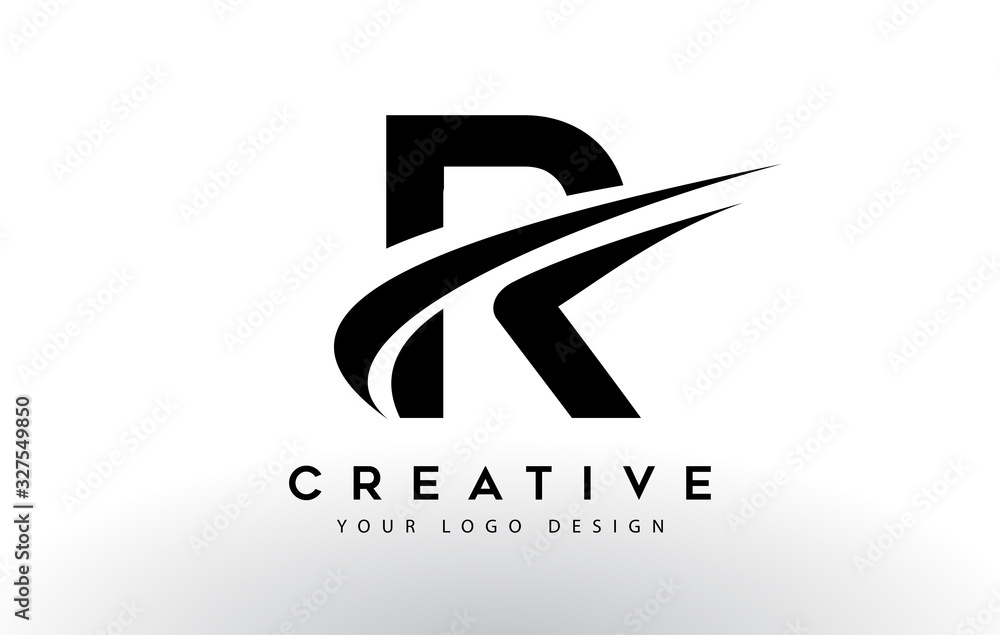 Creative R Letter Logo Design with Swoosh Icon Vector. Stock Vector ...