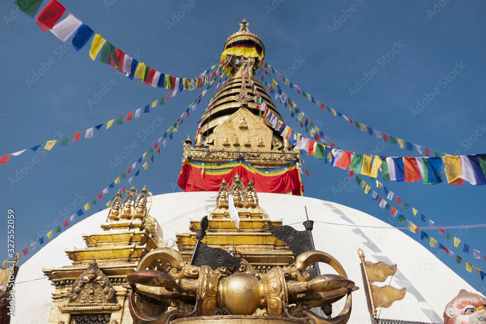 Nepal Kathmandu swayambhunath temple or Monkey temple is an ancient ...