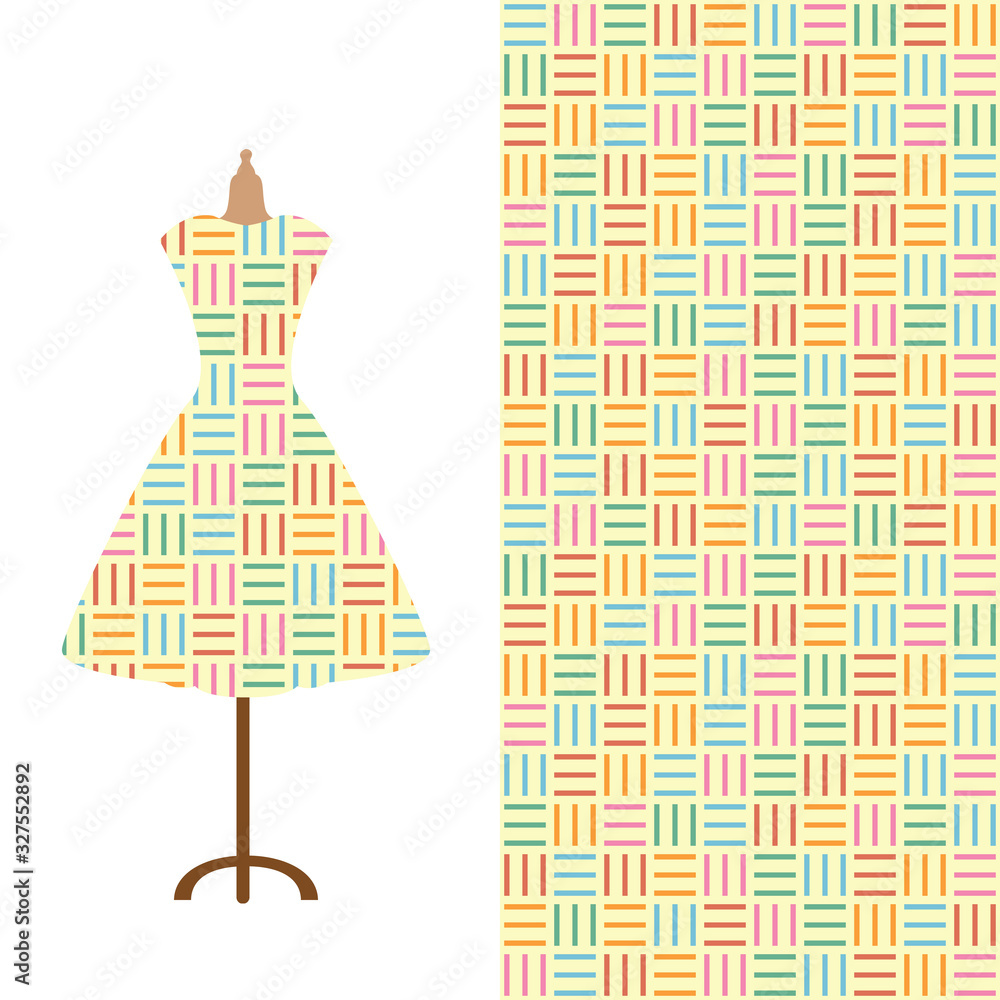 Fashion art collection, vector illustration. Vintage tailor's dummy ...