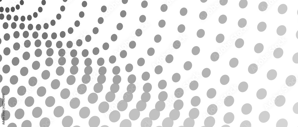 Black, gray dots on a white background. Halftone pattern with gradient ...