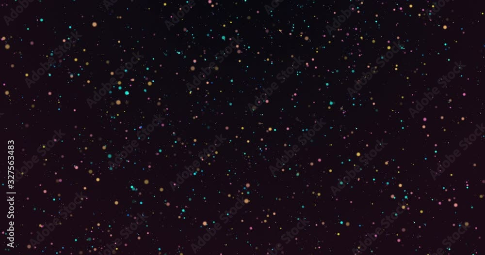 Dust particles system glowing on dark background. Cloud of dust raining ...