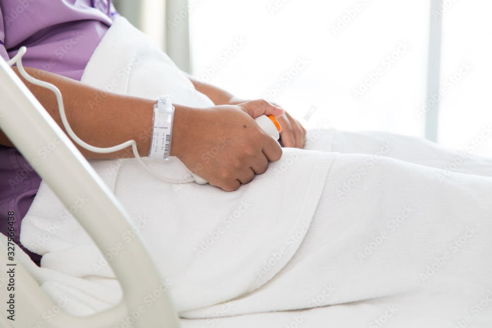 emergency nurse call button in hospital room. emergency botton for ...